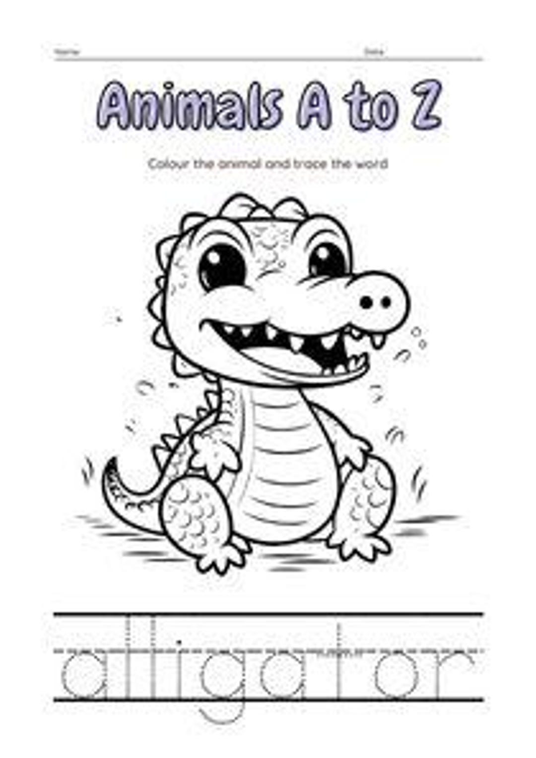 Alphabet Animal Colour & Trace Workbook - Etsy