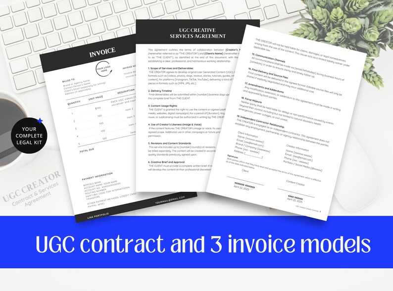 UGC Invoice UGC Creator Contract & Invoice Templates | Editable Canva ...