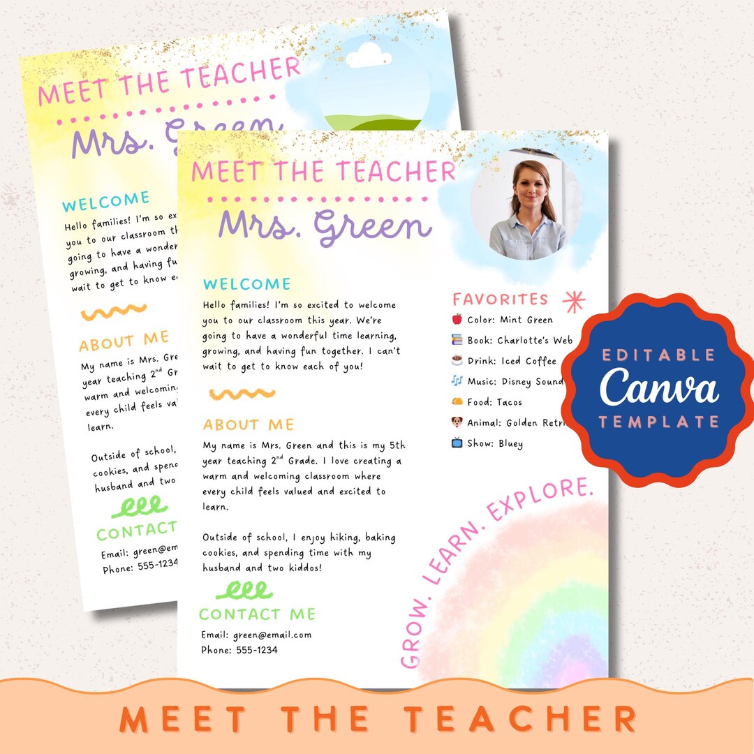 Watercolor Meet the Teacher Template: Back to School Welcome Letter ...