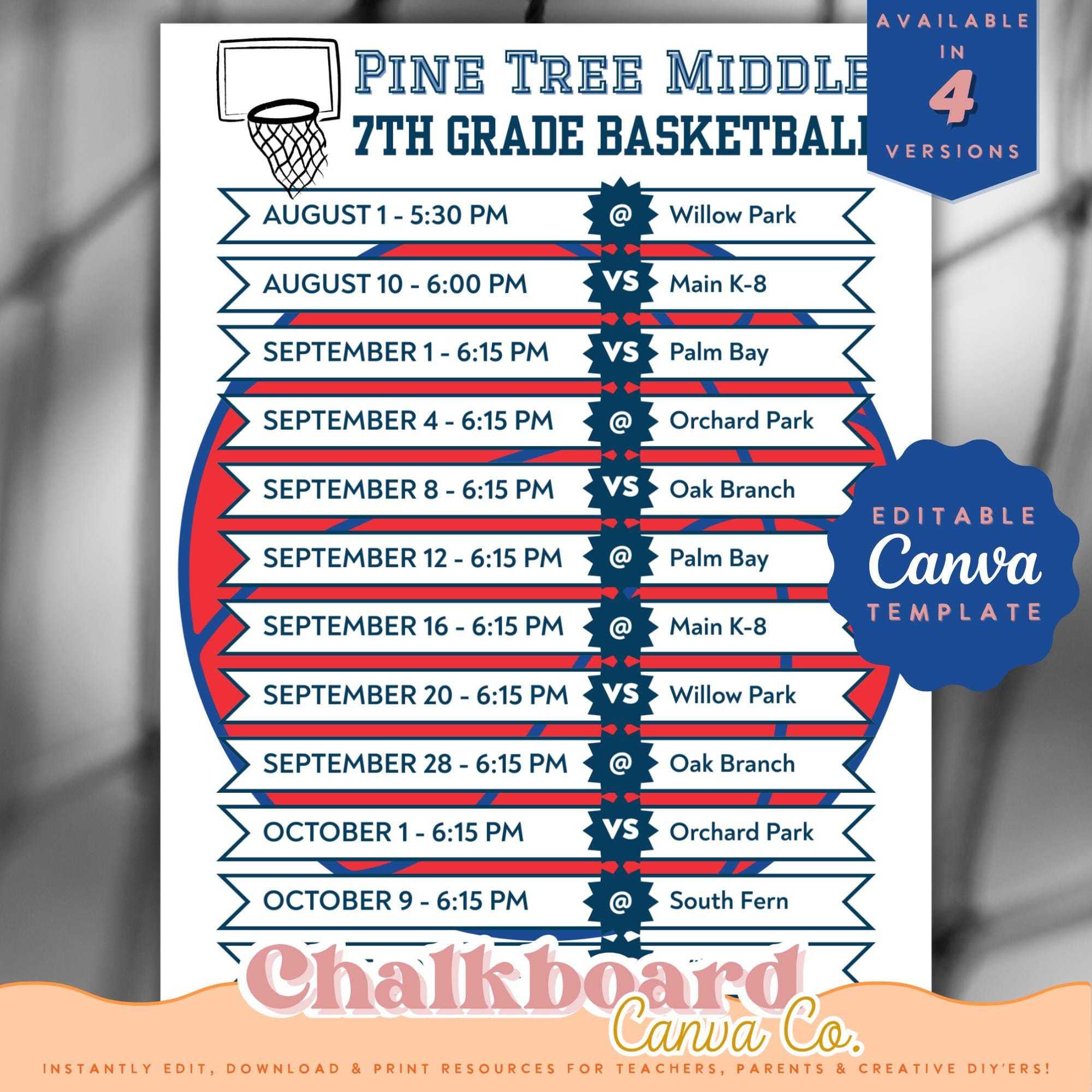 Editable Basketball Schedule Template Bundle, Sports Team Itinerary ...