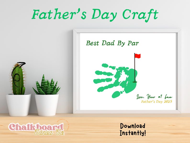 Golf Handprint Father's Day Card: Infant Footprint Art (digital ...