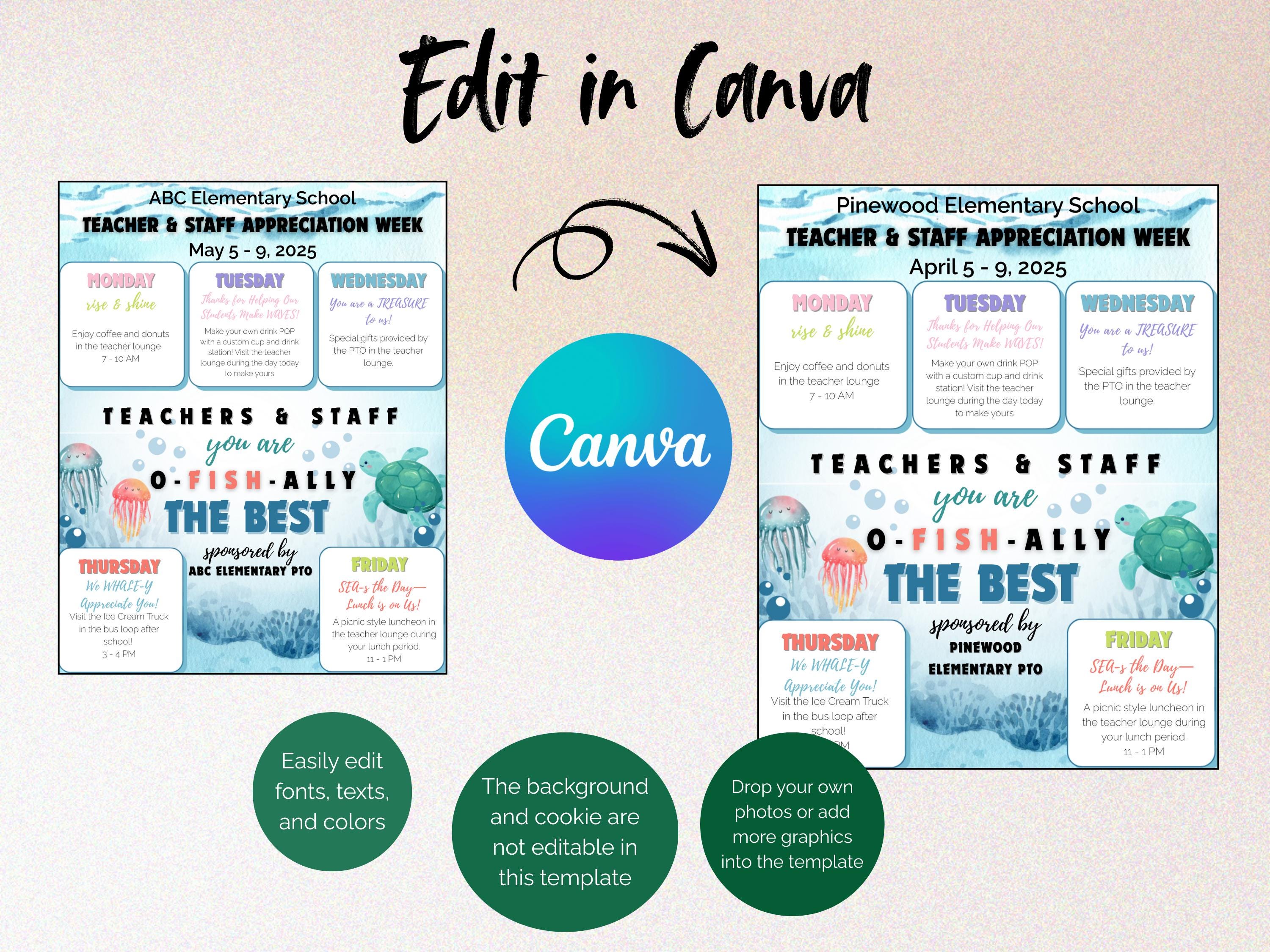 Editable Under the Sea, Ocean Teacher Appreciation Template | Canva ...