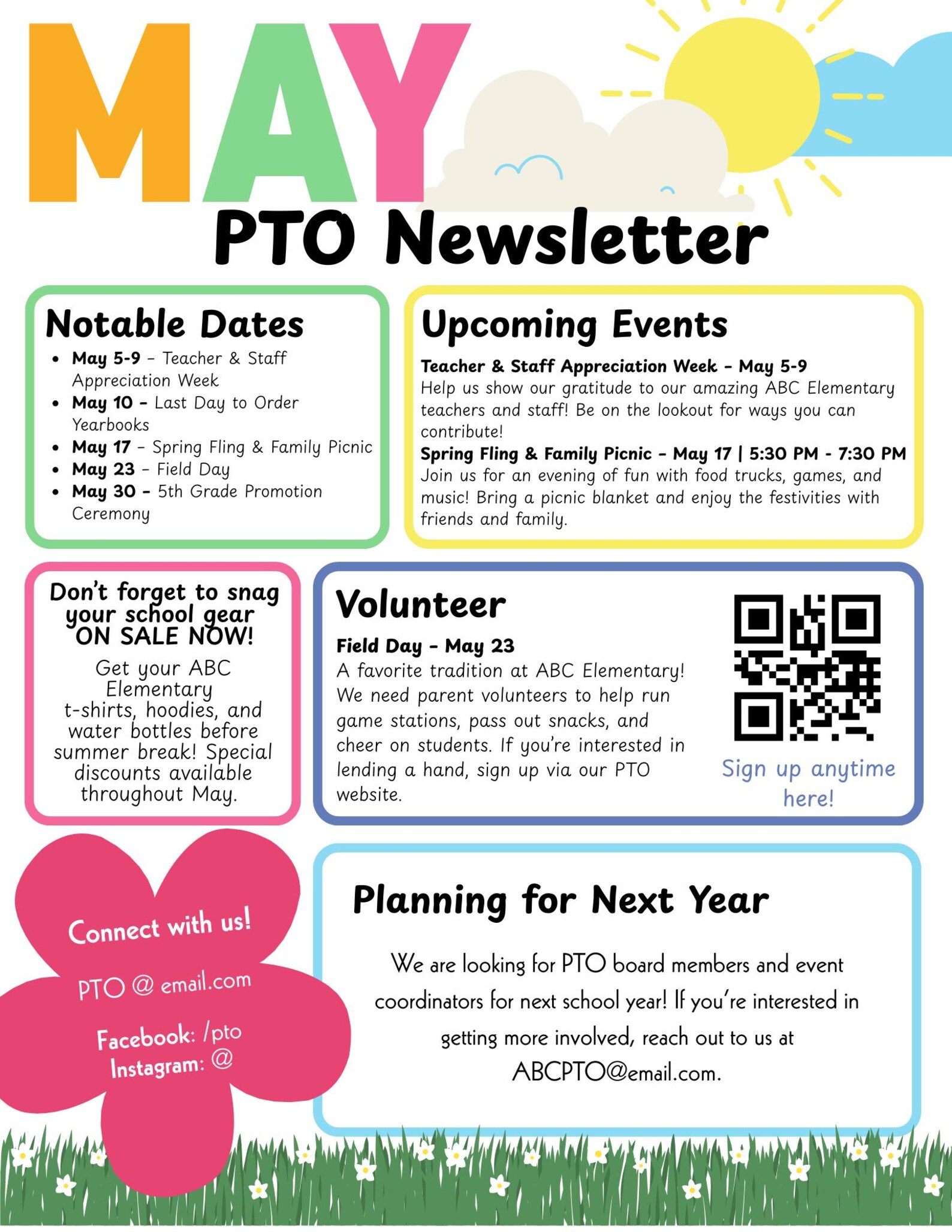 Editable Bright May PTO PTA Newsletter Template | Canva School ...