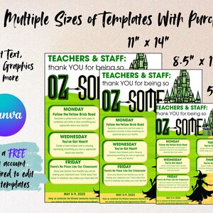 Editable Wizard of Oz, Wicked, Follow the Yellow Brick Road Teacher ...