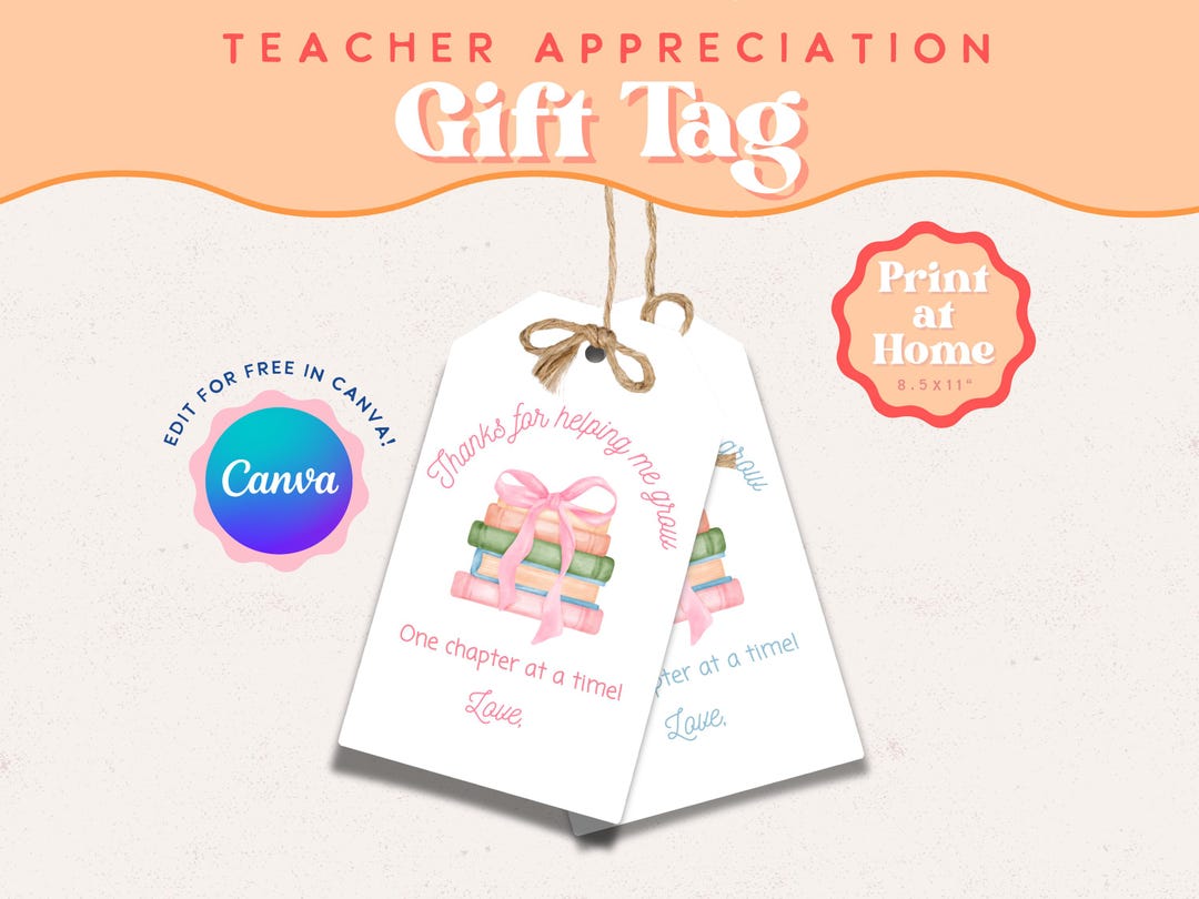 Editable Teacher Appreciation Gift Tags, Pretty Watercolor Design and ...