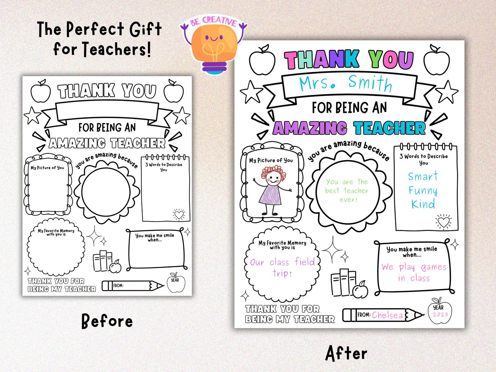 Teacher Appreciation Coloring Page: All About My Teacher Printable ...