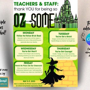 Editable Wizard of Oz, Wicked, Follow the Yellow Brick Road Teacher ...