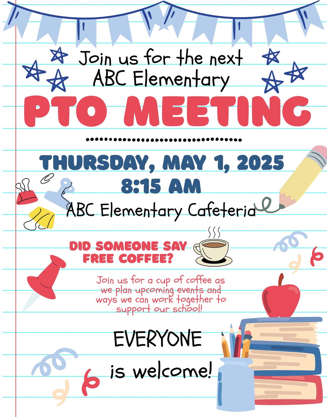 Editable PTO Meeting Flyer | Canva Template | School Event Invitation ...