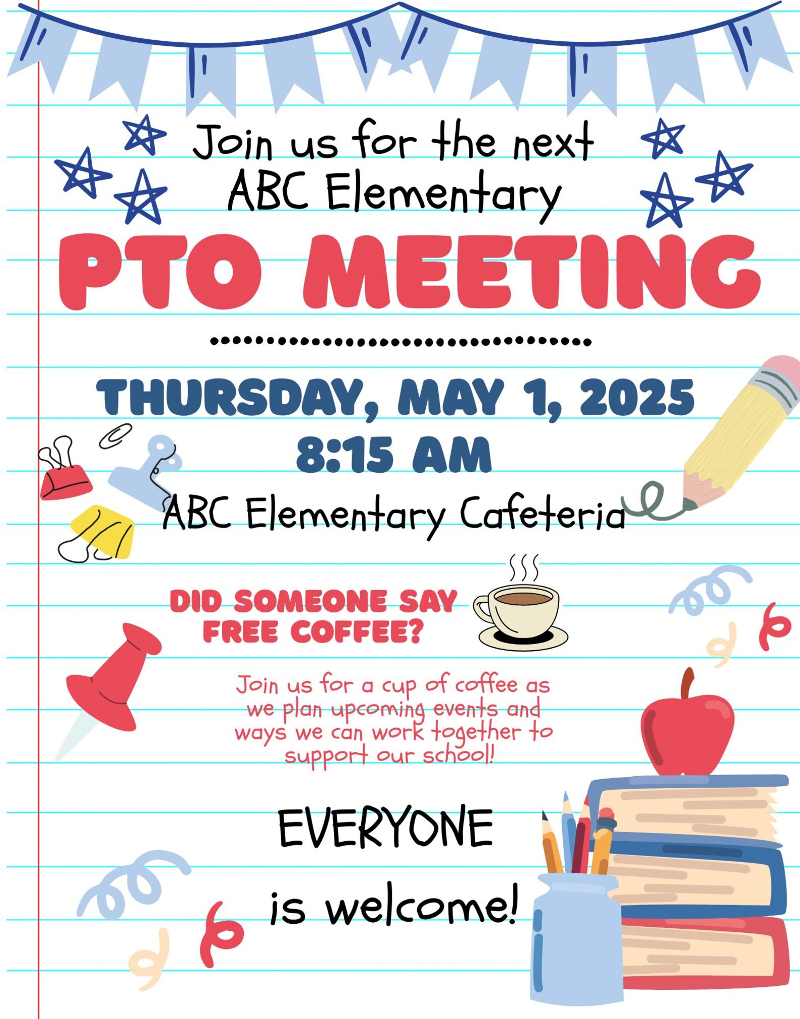 Editable PTO Meeting Flyer | Canva Template | School Event Invitation ...