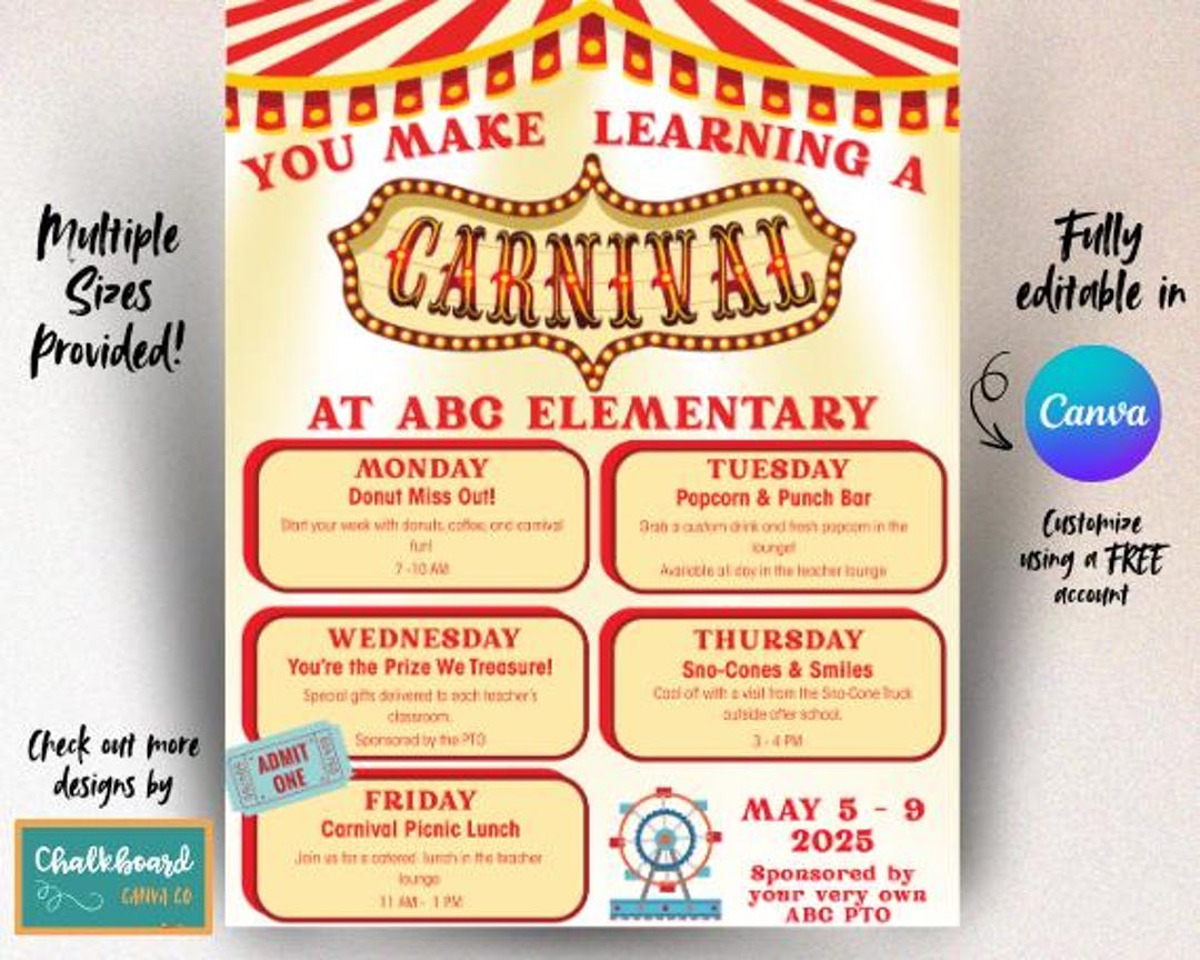 Editable Carnival, School Fair, Teacher Appreciation Week Template ...
