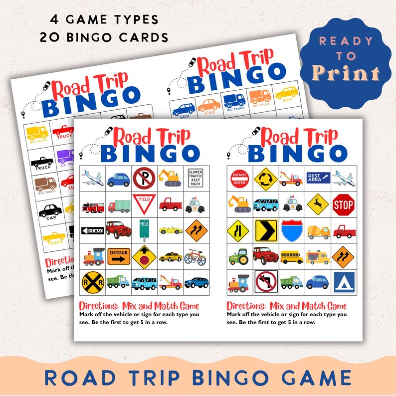 Road Trip Bingo Printable Game for Kids and Adults | Family Car Ride ...