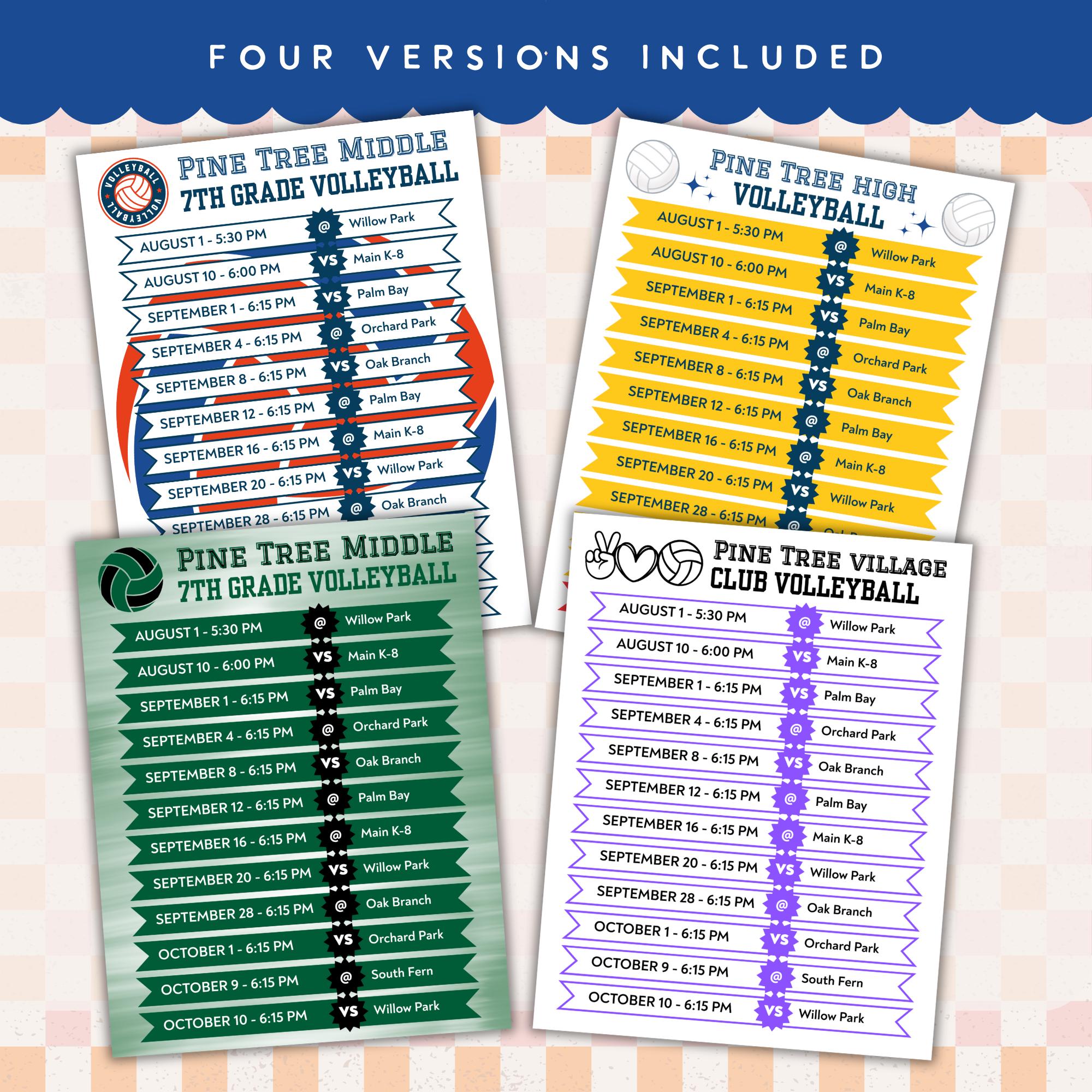Editable Volleyball Schedule Template: Sports Team Itinerary (canva) - Etsy