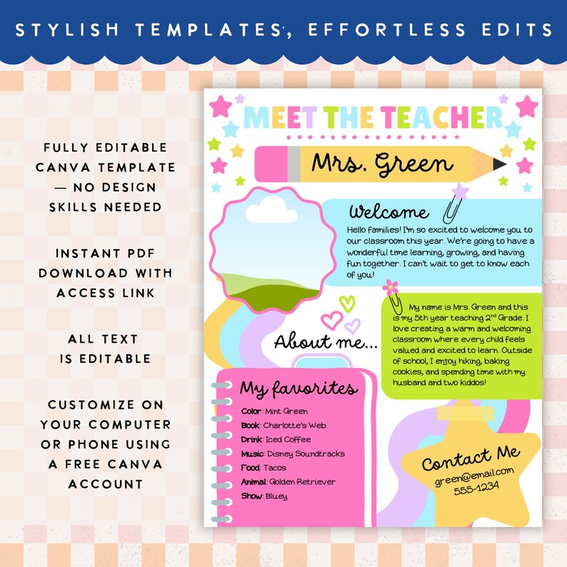 Editable Meet the Teacher Template: Colorful Back to School Welcome ...