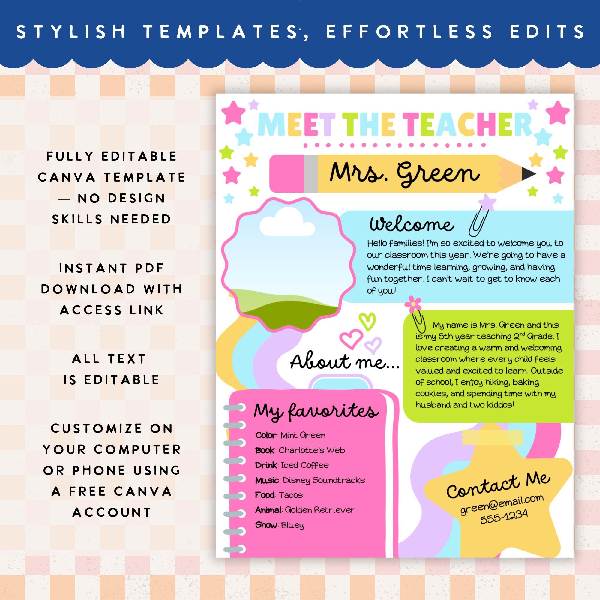 Editable Meet the Teacher Template: Colorful Back to School Welcome ...