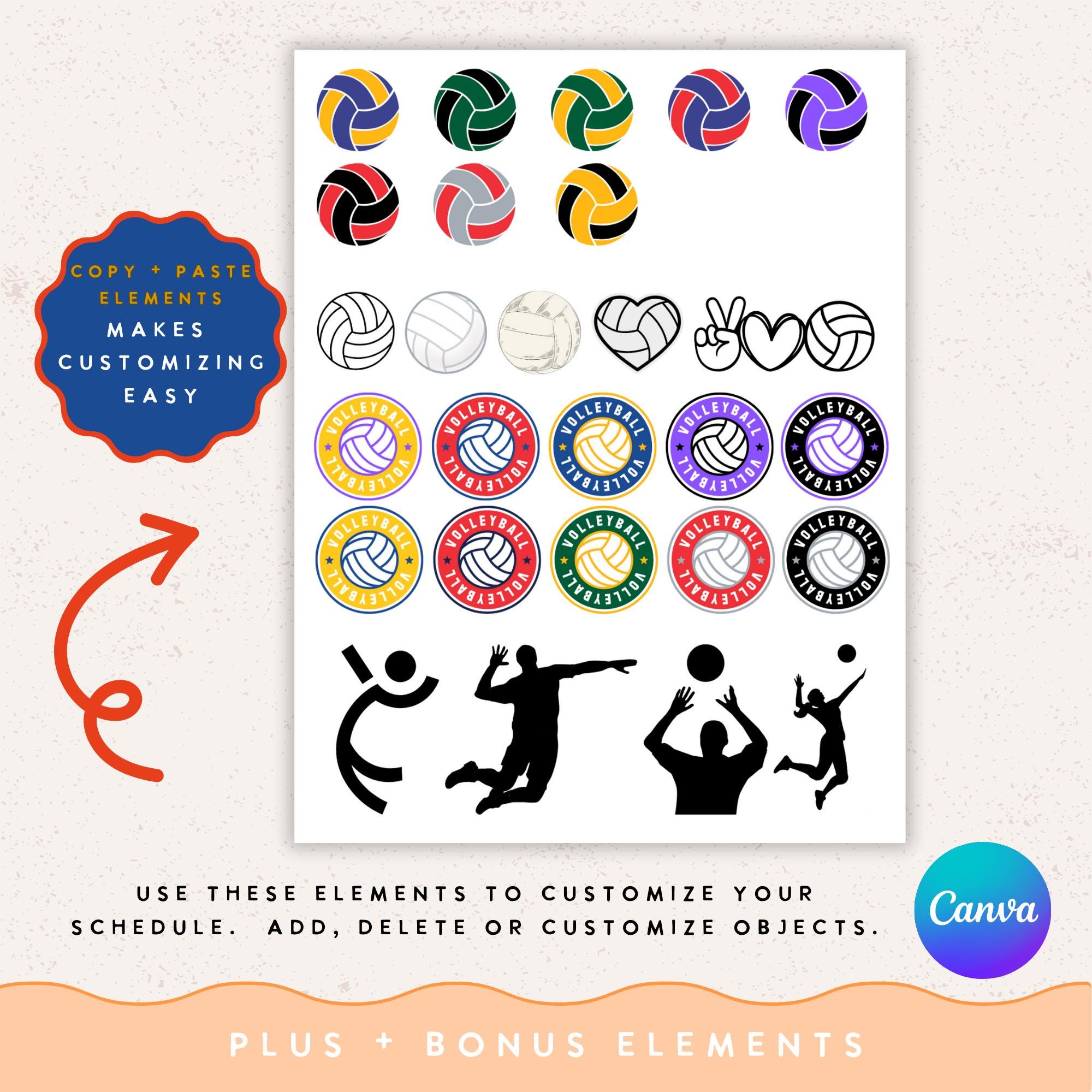 Editable Volleyball Schedule Template: Sports Team Itinerary (canva) - Etsy