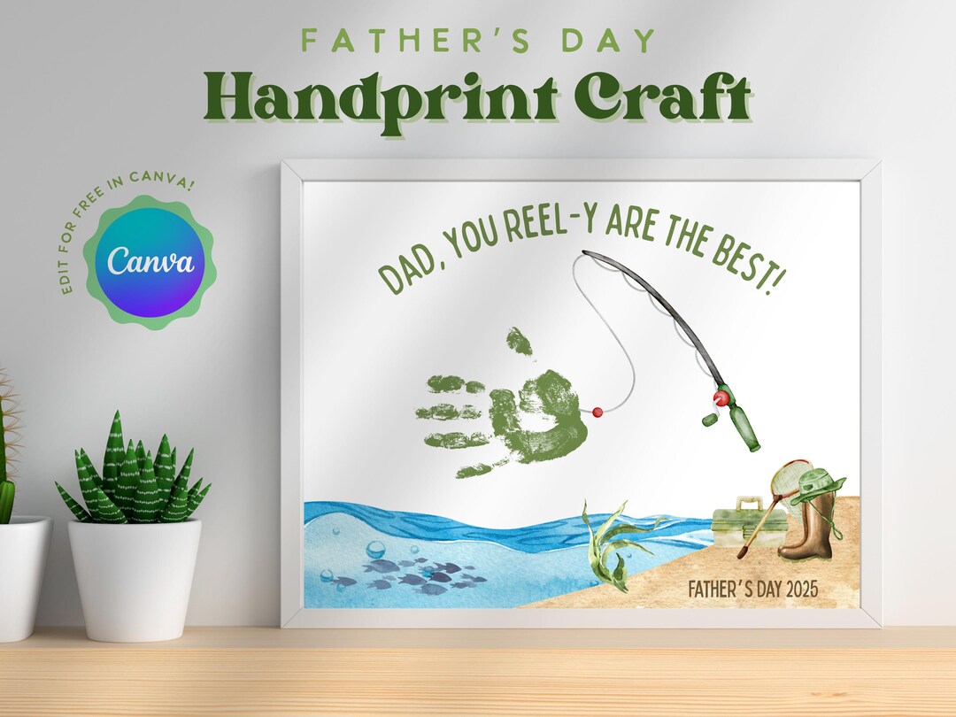Fishing Handprint Art | Father's Day Keepsake Gift (digital Download ...