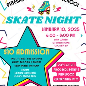 Editable Skate Night Template | Canva School Fundraiser | Printable ...