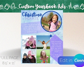 Editable Full Page Graduation Yearbook Ad Template | Prek, Kindergarten ...