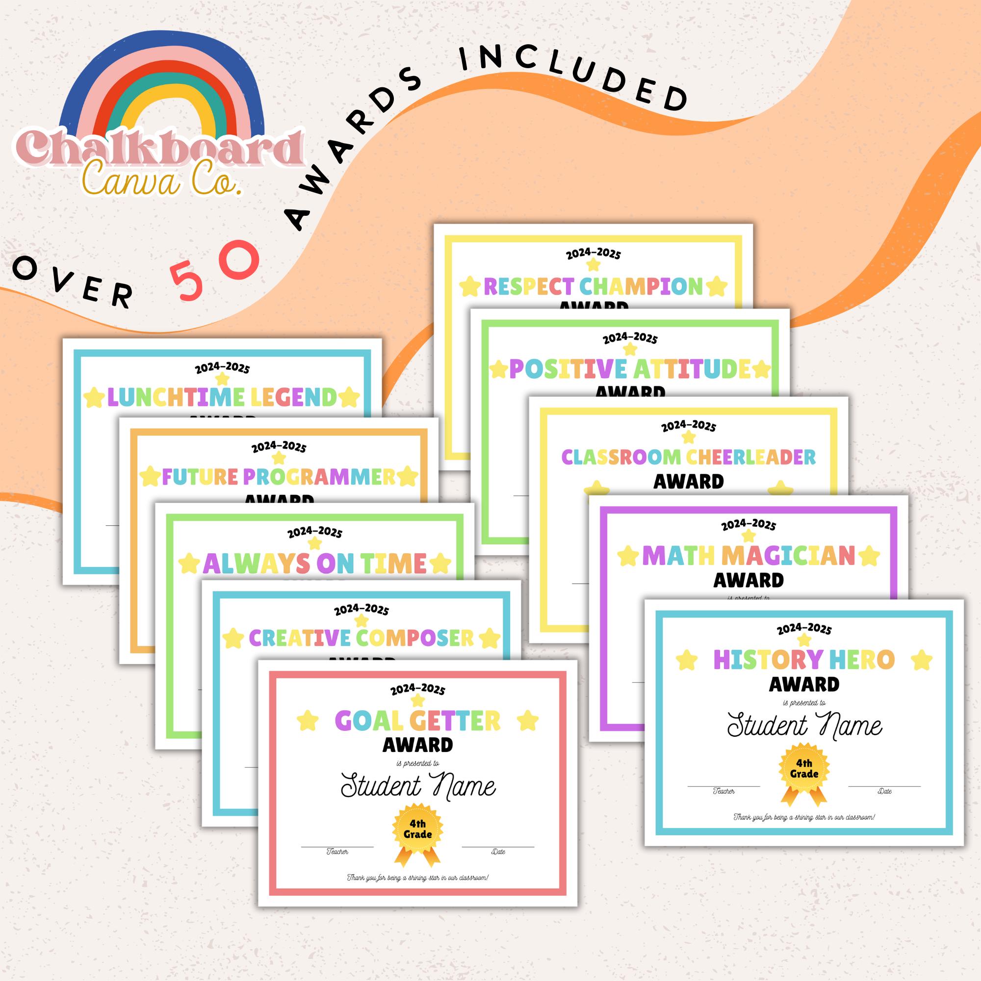 Editable Classroom Awards Template: End of Year Certificates (canva) - Etsy