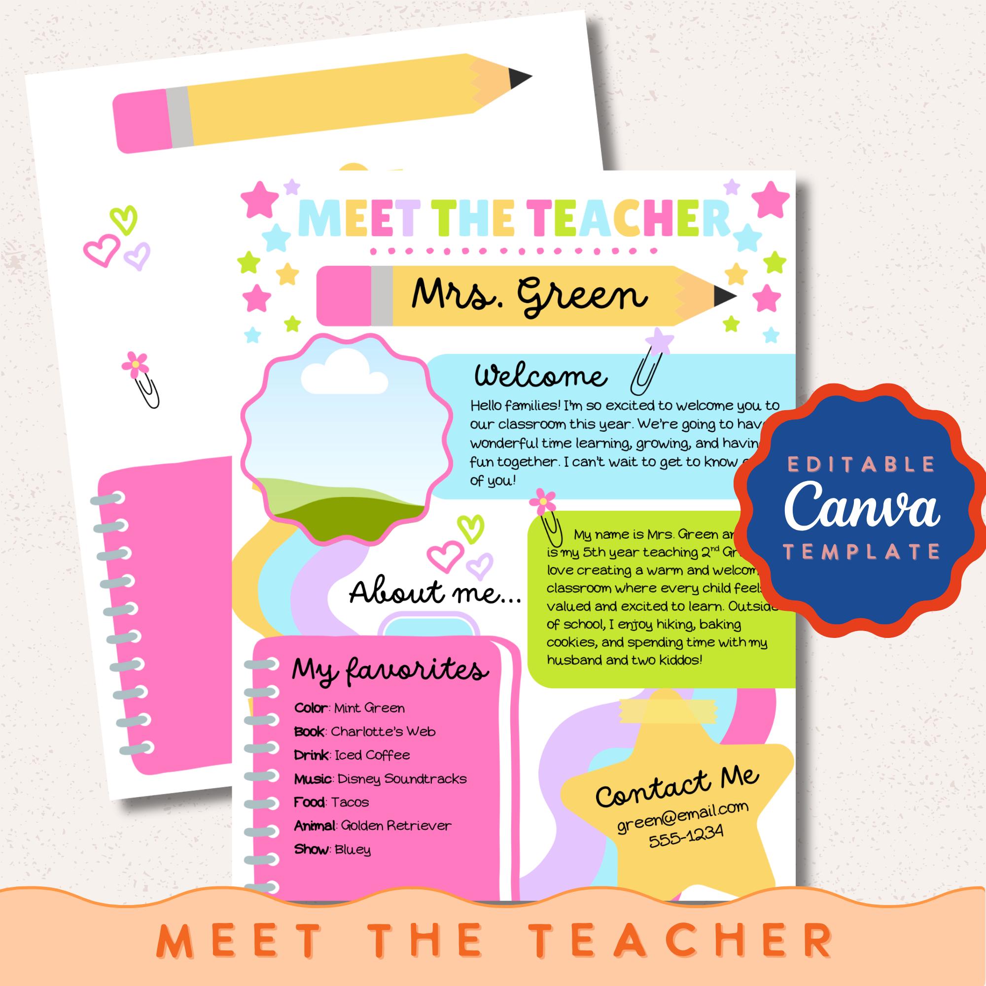 Editable Meet the Teacher Template: Colorful Back to School Welcome ...
