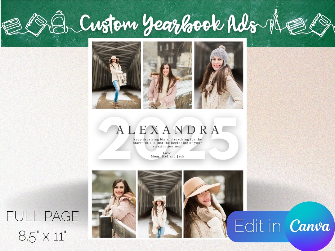 Editable Full Page Graduation Yearbook Ad Template | Prek, Kindergarten ...