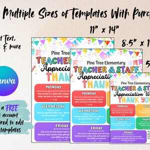 Editable Colorful Teacher and Staff Appreciation Itinerary Template ...