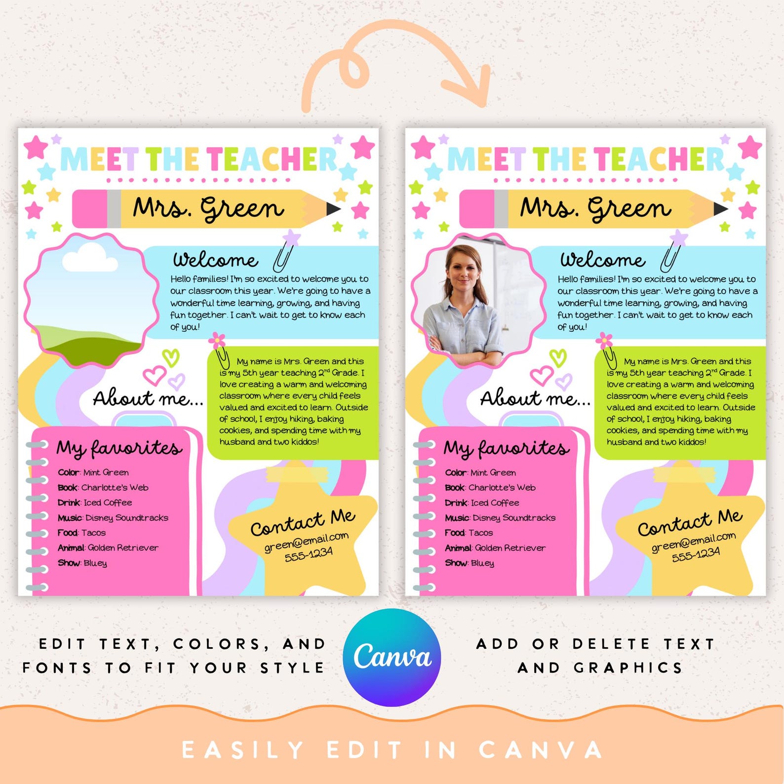 Editable Meet the Teacher Template: Colorful Back to School Welcome ...