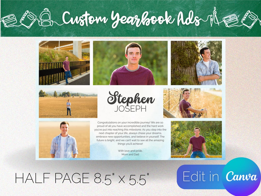Editable Half-page Senior Yearbook Ad Template | Graduation Tribute ...