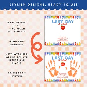 Last Day of School Handprint Art: Keepsake Poem, Prek-5 (PDF Download ...