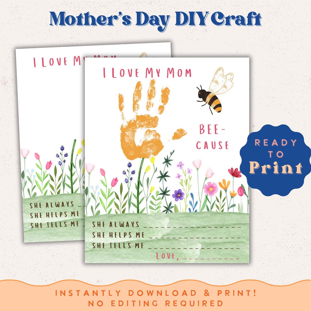 Handprint Mother's Day Craft Card With Watercolor Flower Art, Infant ...