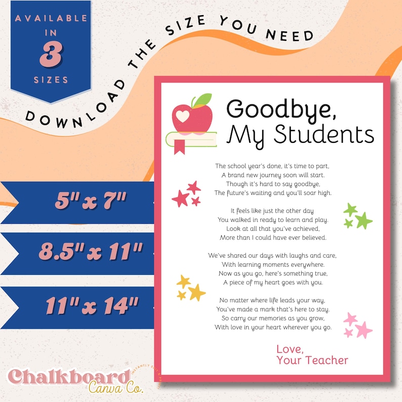 Editable End of School Letter for Students | Teacher Gift & Goodbye ...