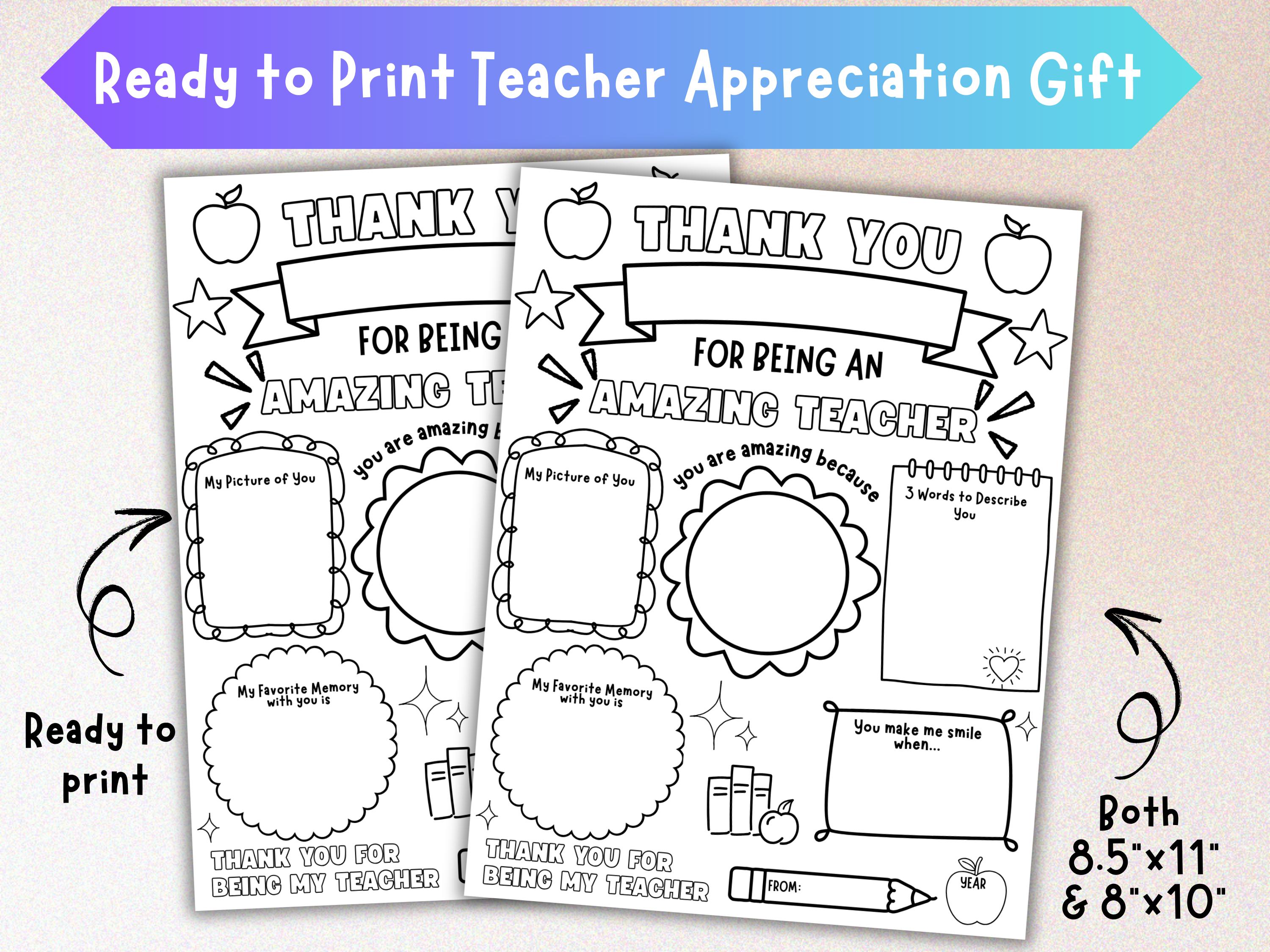 Teacher Appreciation Coloring Page: All About My Teacher Printable ...