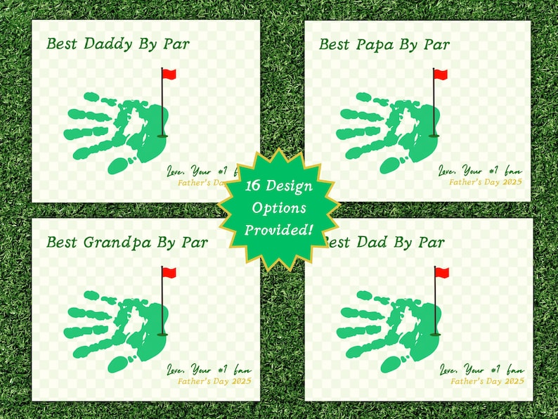 Golf Handprint Father's Day Card: Infant Footprint Art (digital ...