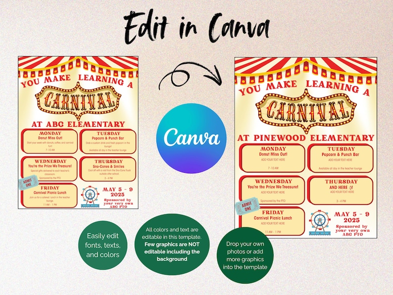 Editable Carnival, School Fair, Teacher Appreciation Week Template ...