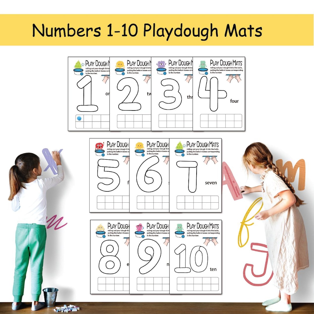 Number 1-10 Playdough Mats - Etsy