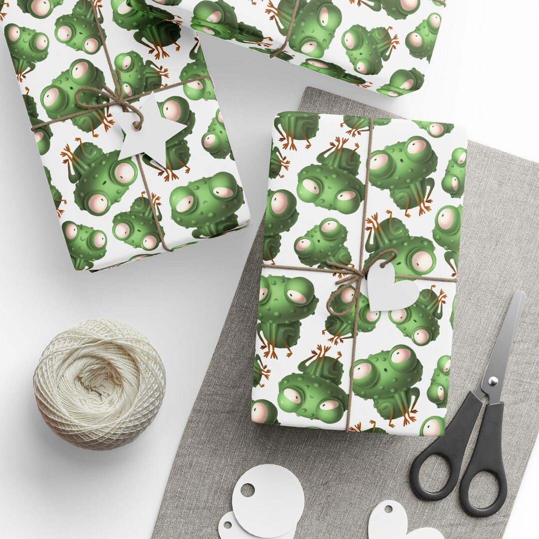 Green Frog Wrapping Paper - Etsy