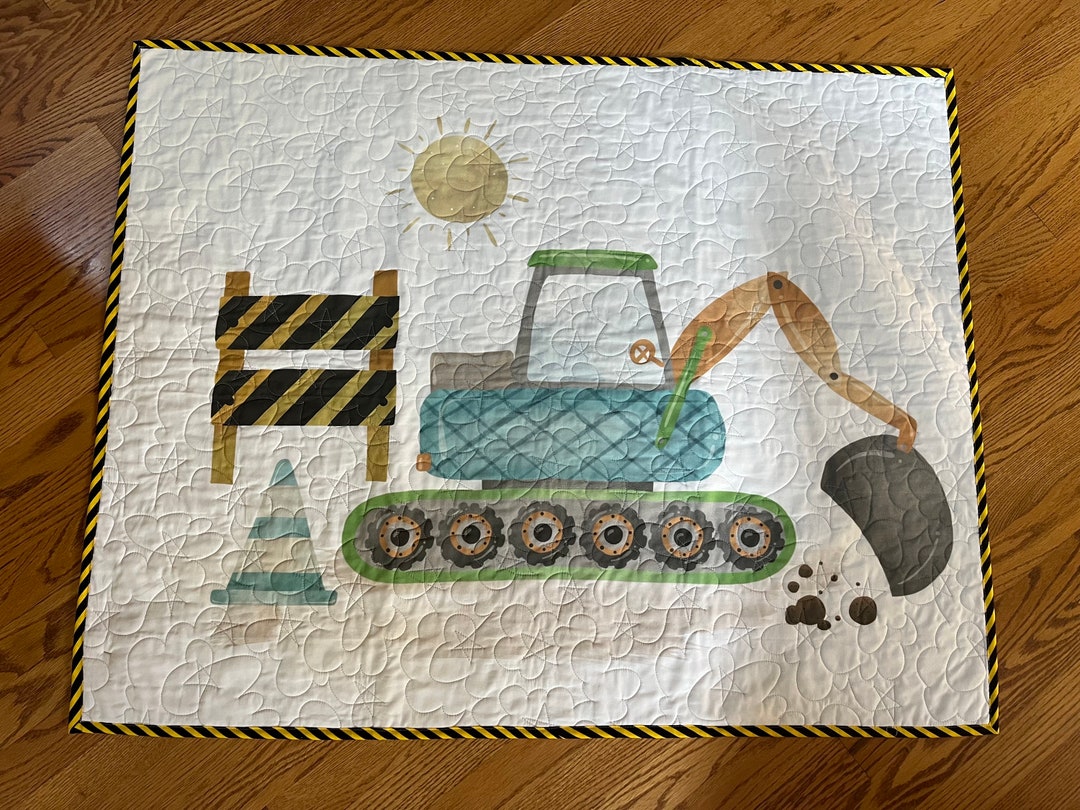 Digger Construction Truck Quilt, Baby Boy Truck Blanket, Nursery ...