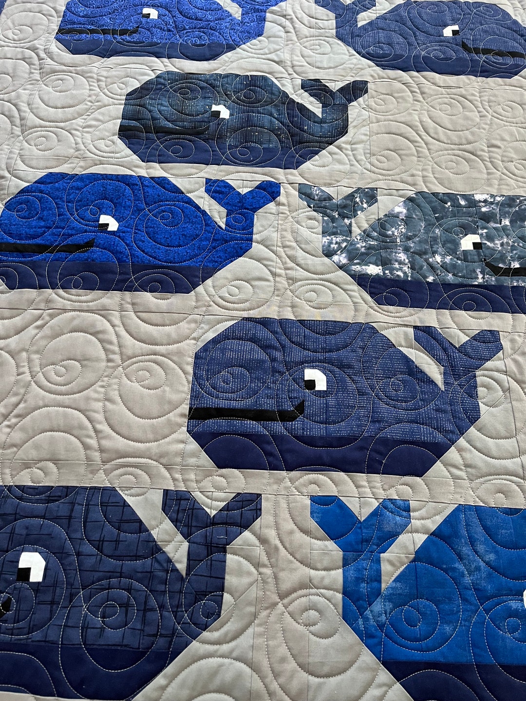 Whale Quilt, Whale Nautical Quilt, Under the Sea Baby Youth Quilt, Deep ...