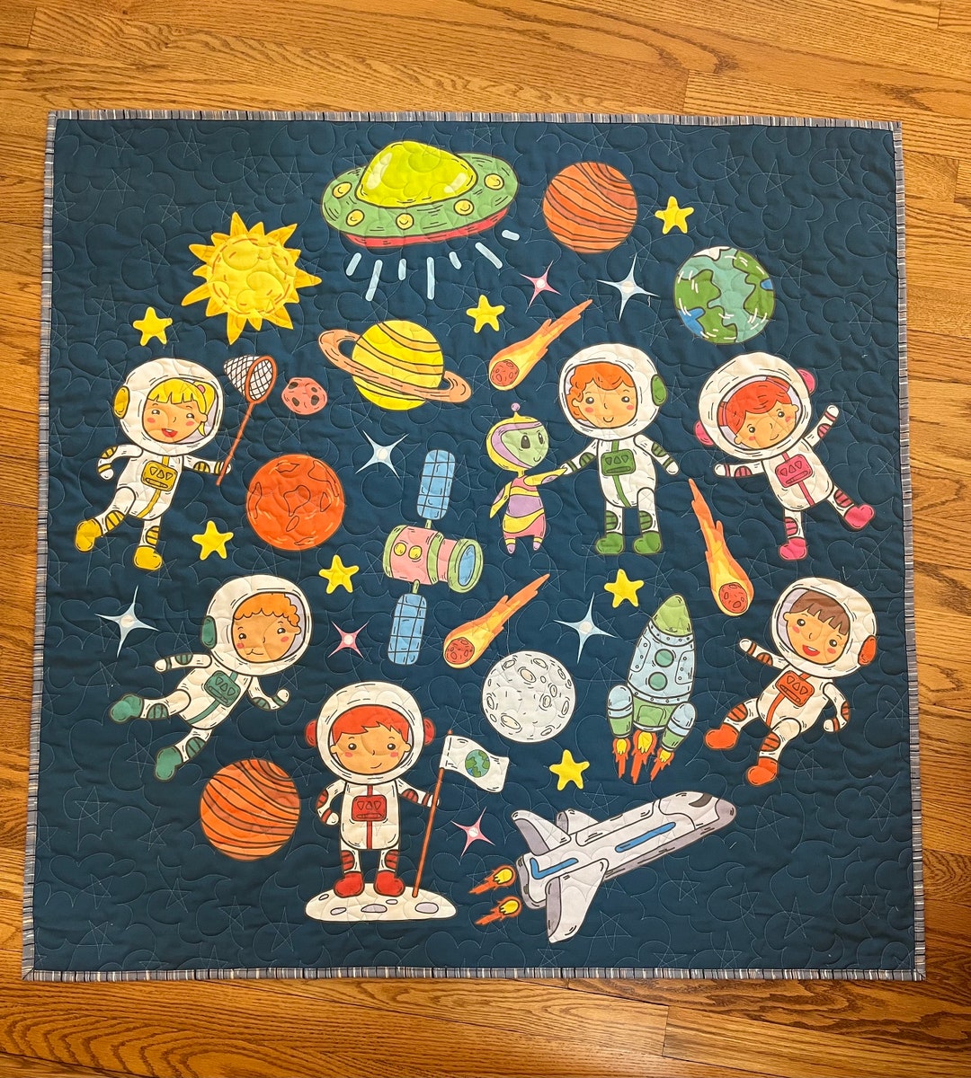 Space Theme Quilt, Moon Quilt, Outer Space Quilt, Modern Gender Neutral ...
