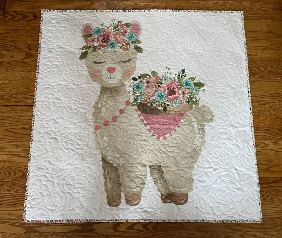 Watercolor Floral Llama Quilt, Minky Baby Blanket (41x41 Inches) - Etsy
