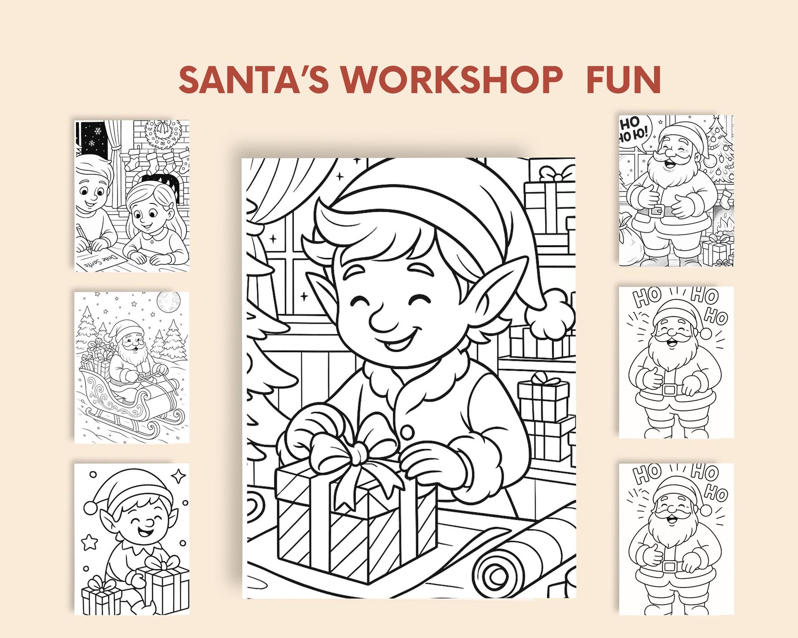 Santa’s Workshop Christmas Coloring Pages | Cute Holiday Coloring Book ...