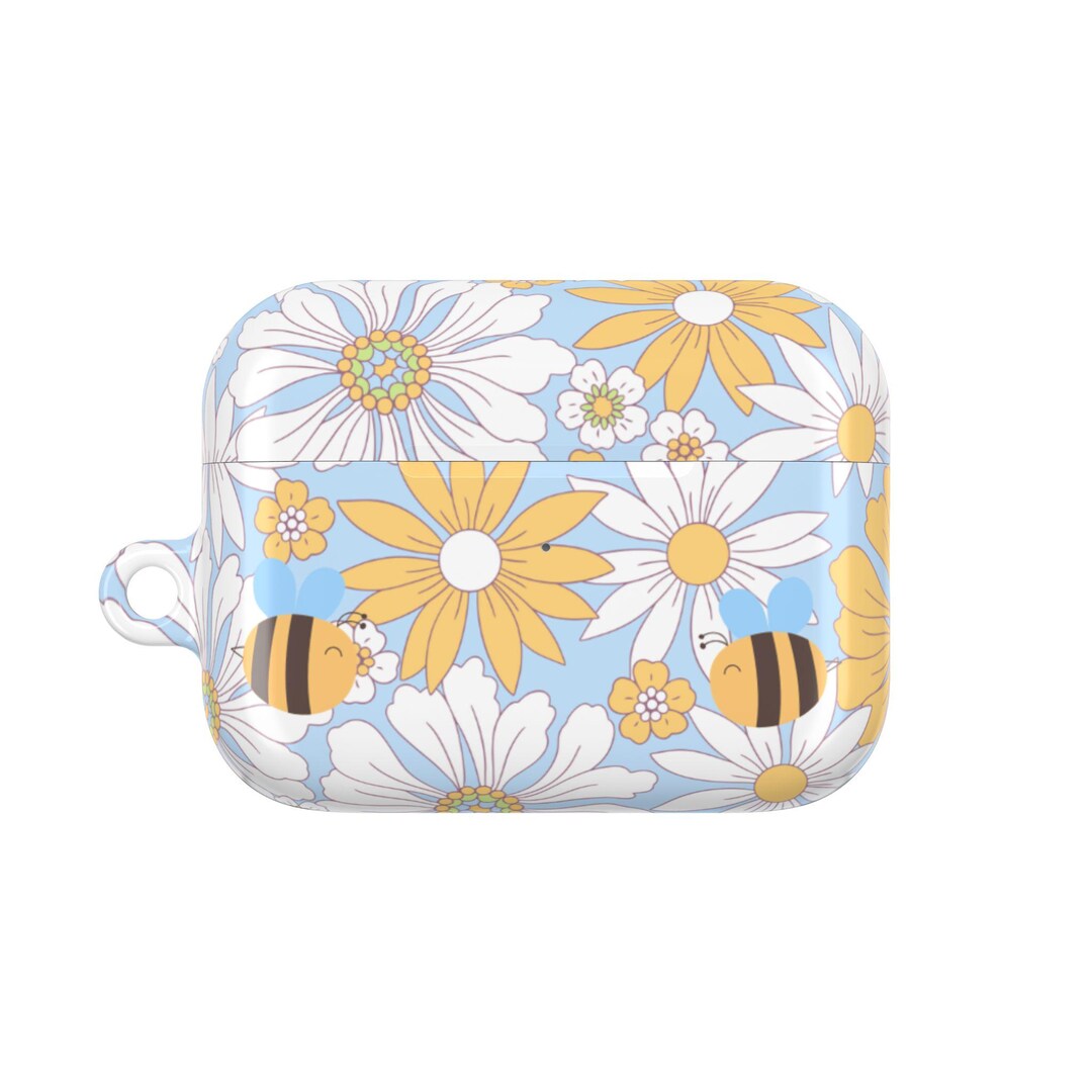 Floral Bees AirPod Case, Cute Tech Accessories, Flower Bee Print AirPod ...