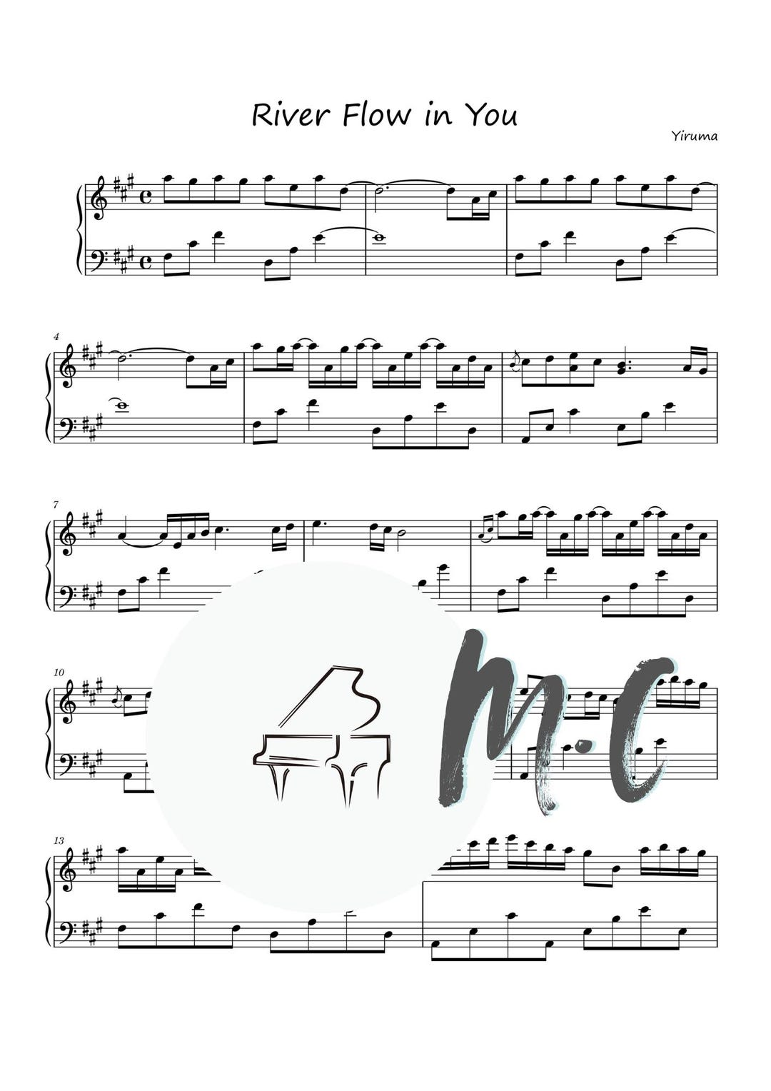 River Flow in You Sheet Music| Piano Solo Sheet Music - Etsy