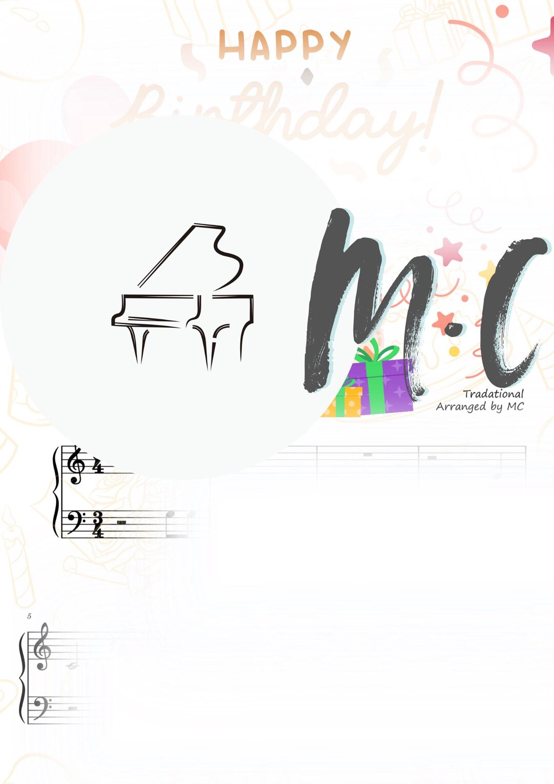 Happy Birthday Piano Sheet Music | Easy Beginner Kids Song (PDF ...