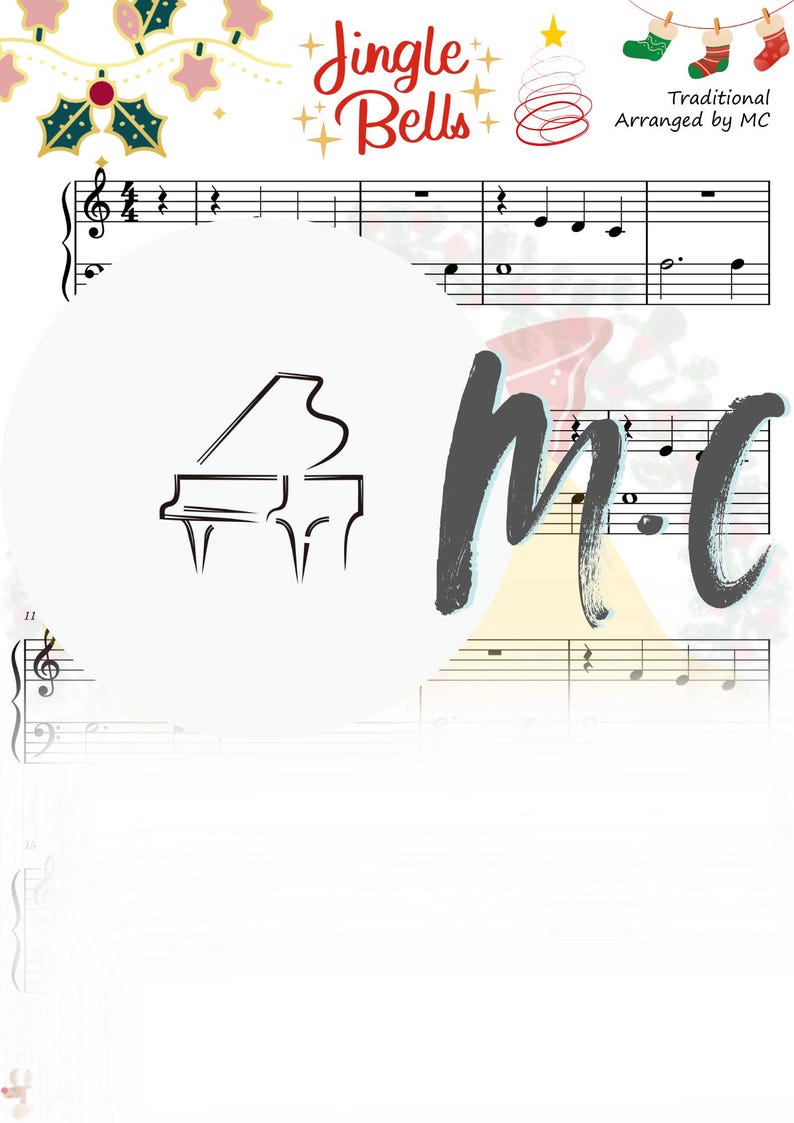 Jingle Bells Easy Piano Sheet Music for Beginners | Kids Christmas ...