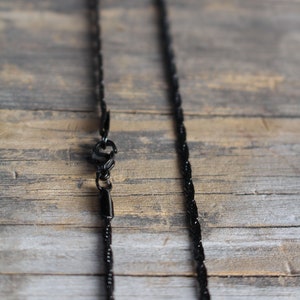 Black Rope Chain Necklace Stainless Steel - Tarnish Free Waterproof ...