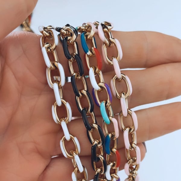Enamel Chain Multi Blue - Etsy