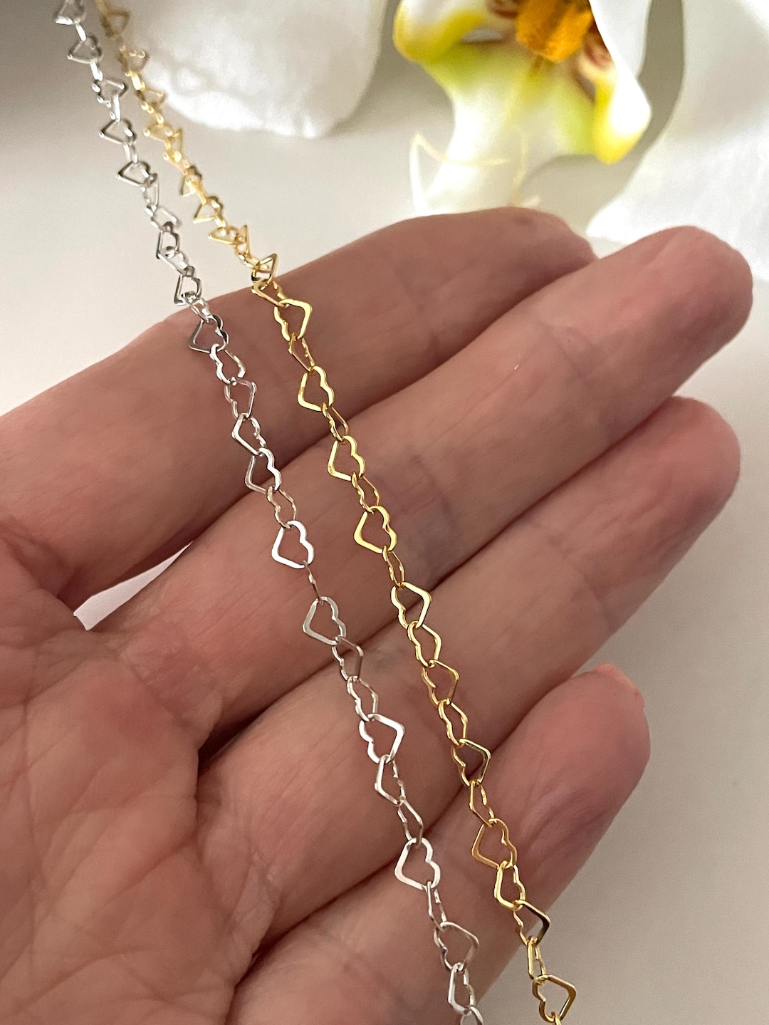 Heart Chains for Permanent Jewelry Making - DIY Jewelry Making Supplies ...