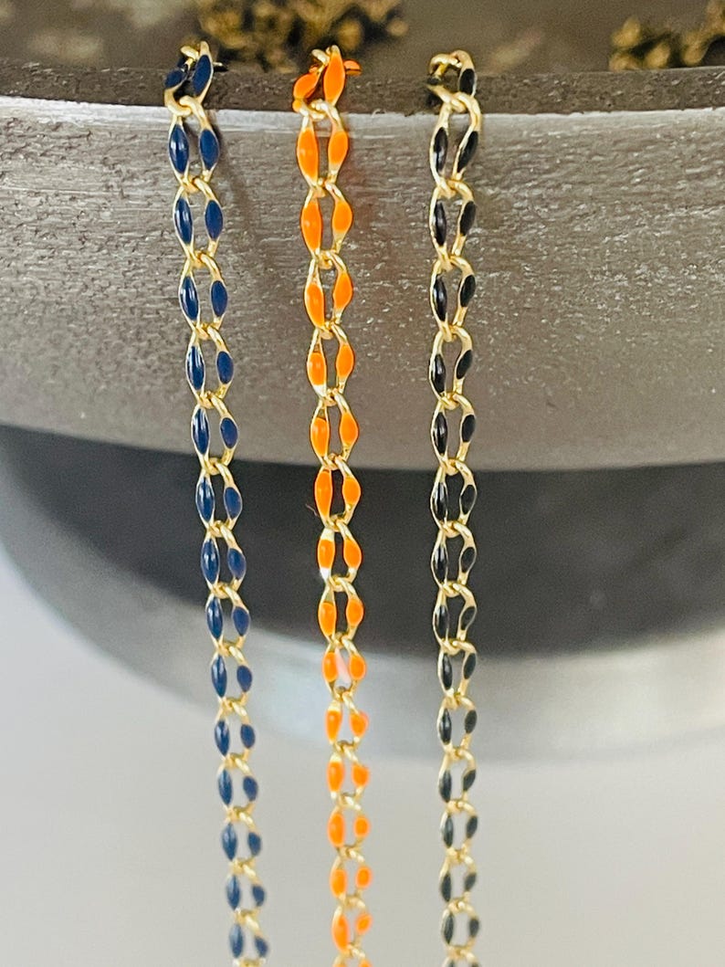 Enamel Rolo Chain by the Foot – 18k Gold, Fall Colors - Etsy
