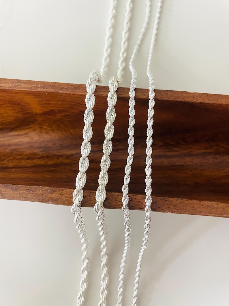 Durable Silver Rope Chain Necklace : Hypoallergenic , Waterproof , Non ...